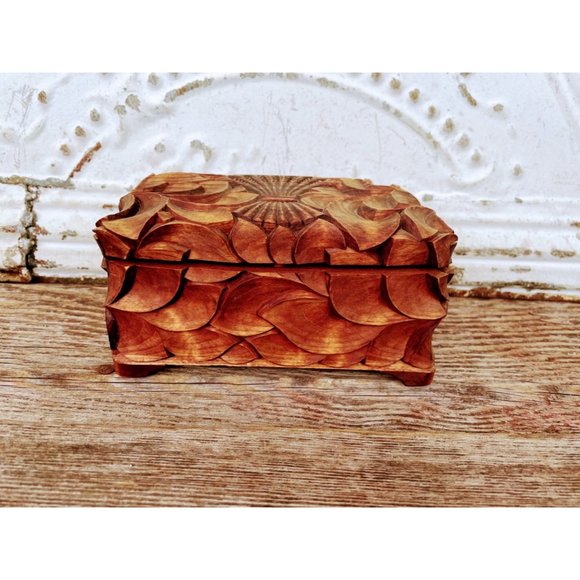 unbranded | Storage & Organization | Vintage Carved Wood Box Harvest ...